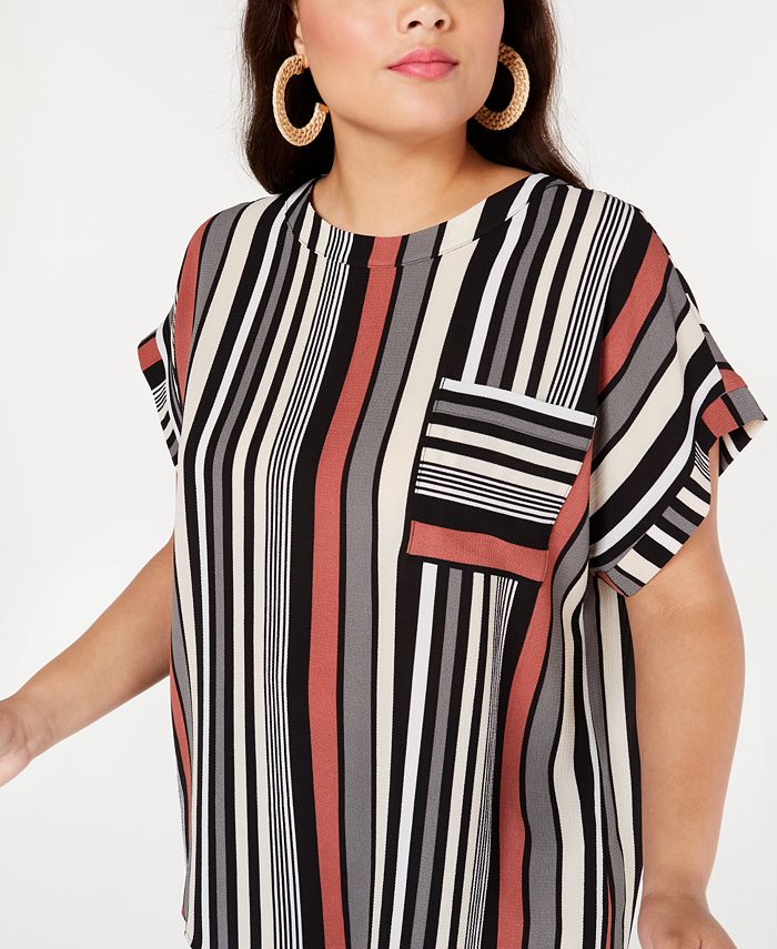 Monteau Trendy Plus Size Striped Top - Macy's