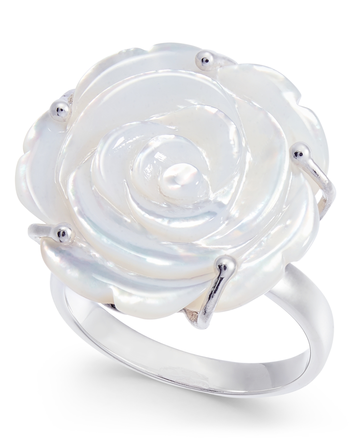 Click here for Mother of Pearl Rose Statement Ring in Sterling Si... prices