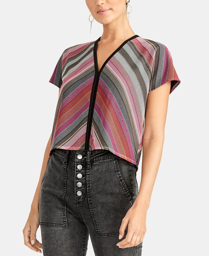 RACHEL Rachel Roy Mariposa Metallic V-Back Top - Macy's