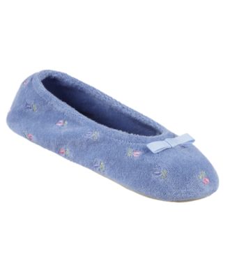 Isotoner Embroidered Terry Ballerina Slipper, Online Only - Macy's