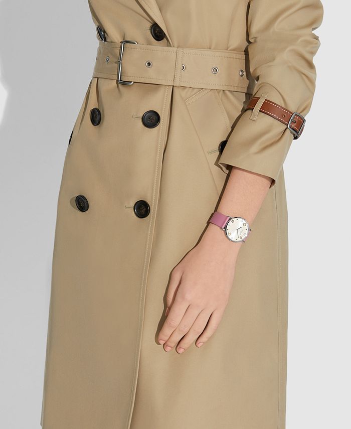 COACH Women's Perry Blossom Leather Strap Watch 36mm, Created for Macy ...