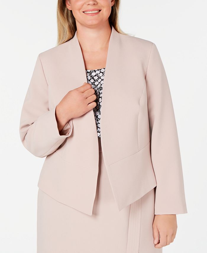 Nine West Plus Size Open-Front Crepe Jacket - Macy's