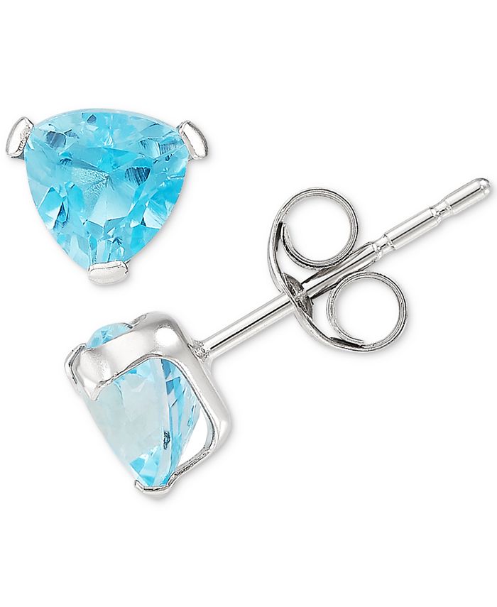 Macy's Blue Topaz Trillion Stud Earrings in 14k White Gold - Macy's