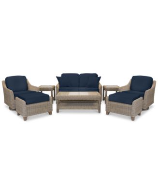 Willough Wicker Outdoor 8-Pc. Set (1 Loveseat, 2 Swivel Gliders, 1 ...