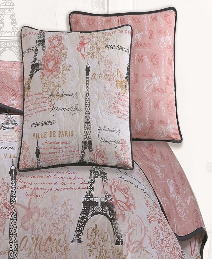 Blush Amour Paris Themed 4pc Twin Reversible Quilt Set - Macy's