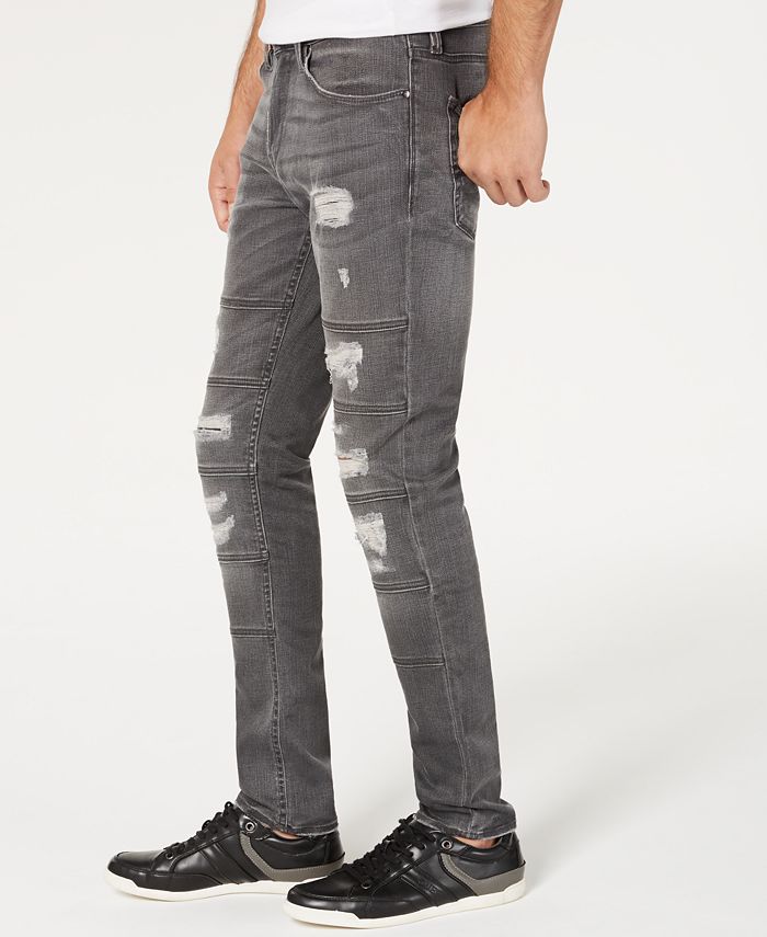 GUESS Men's Slim-Fit Tapered Multi Stitched Ripped Jeans - Macy's