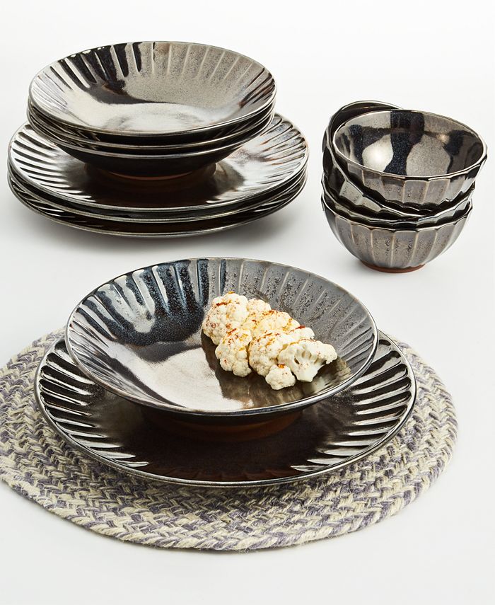 Lucky Brand Graphite 12-Pc. Dinnerware Set, Service for 4 - Macy's