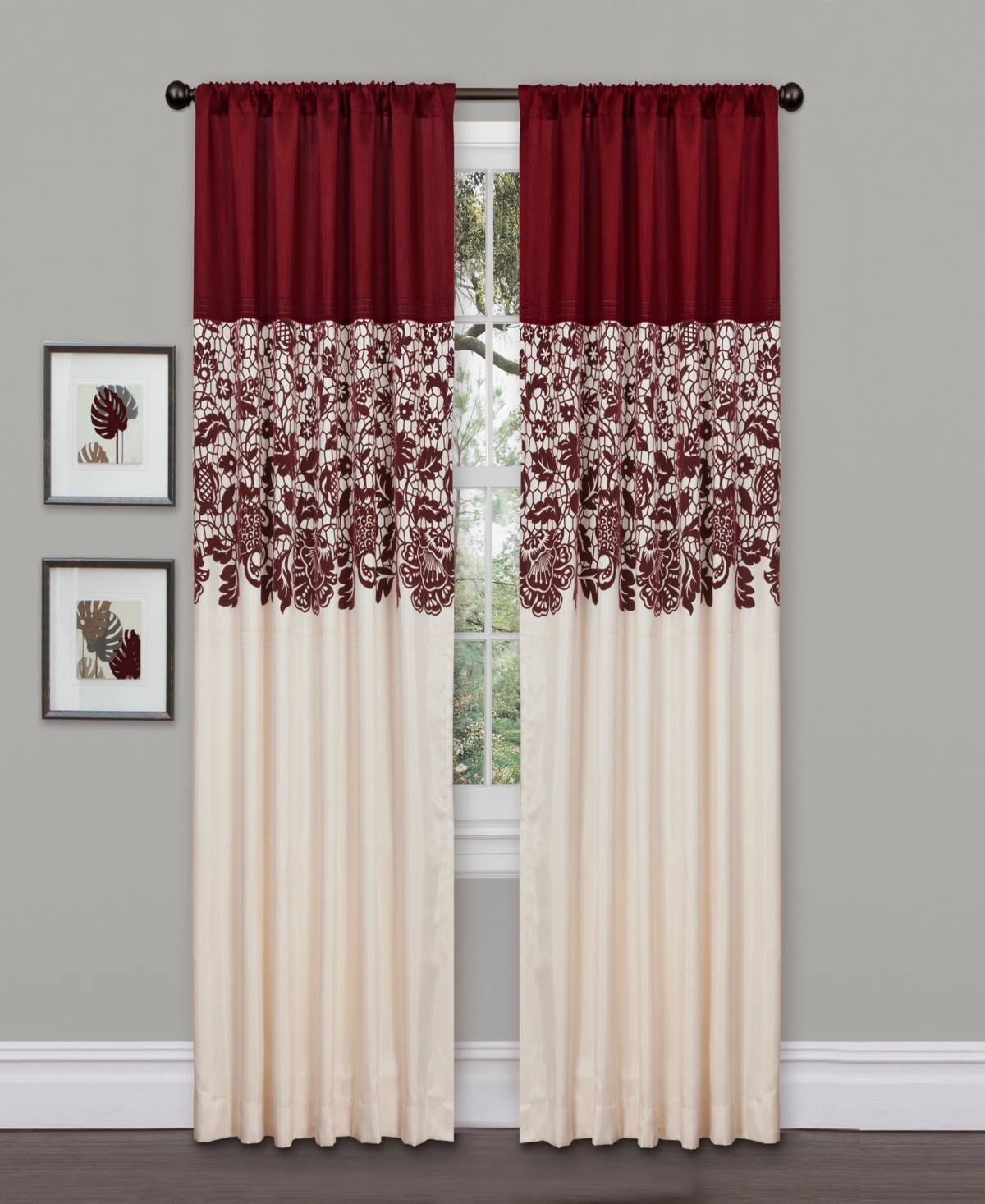 Click here for Estate Garden Lace Print 54 x 84 Single Curtain Pa... prices