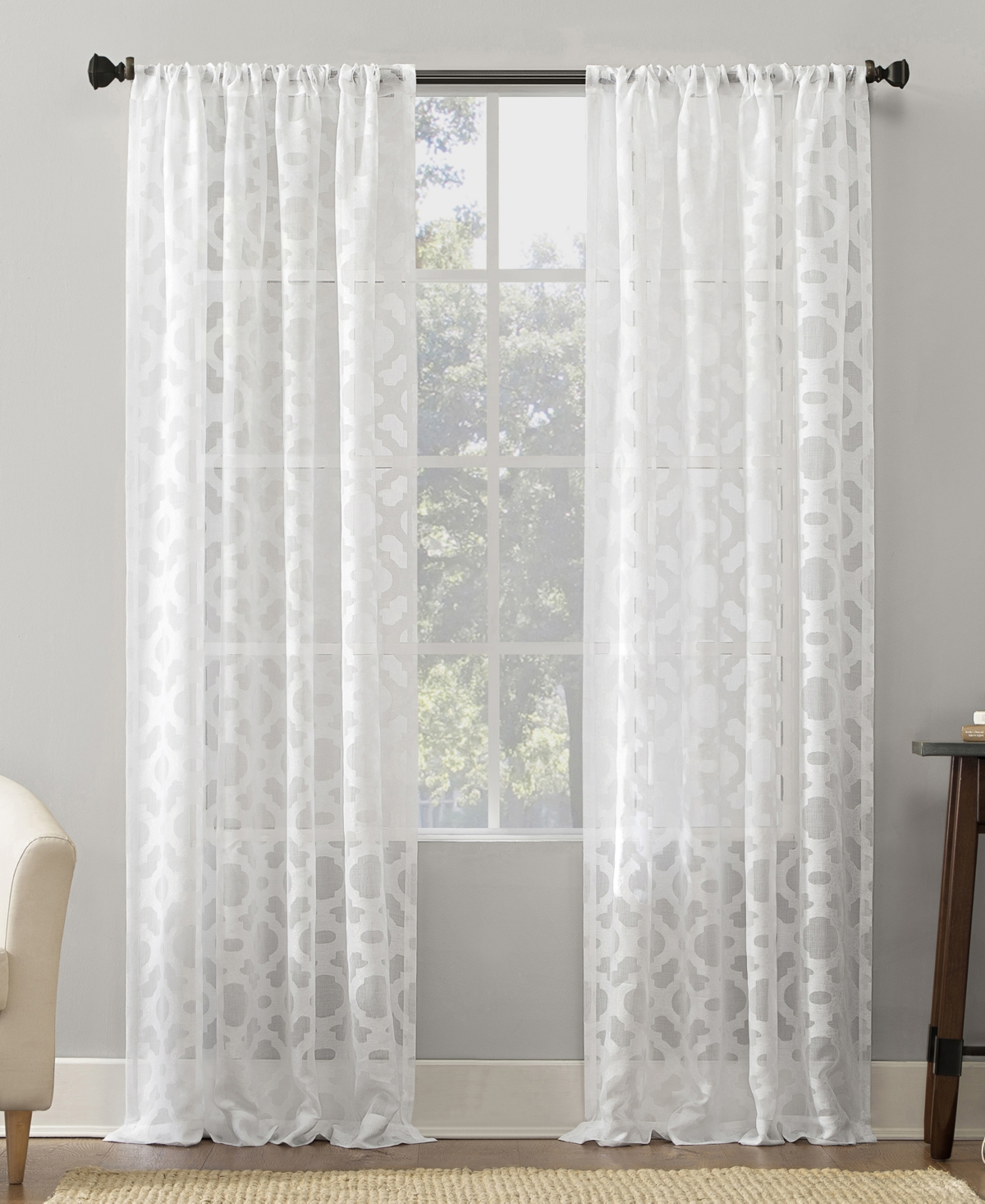 Click here for Yvette Trellis Jacquard Sheer Rod Pocket Curtain P... prices