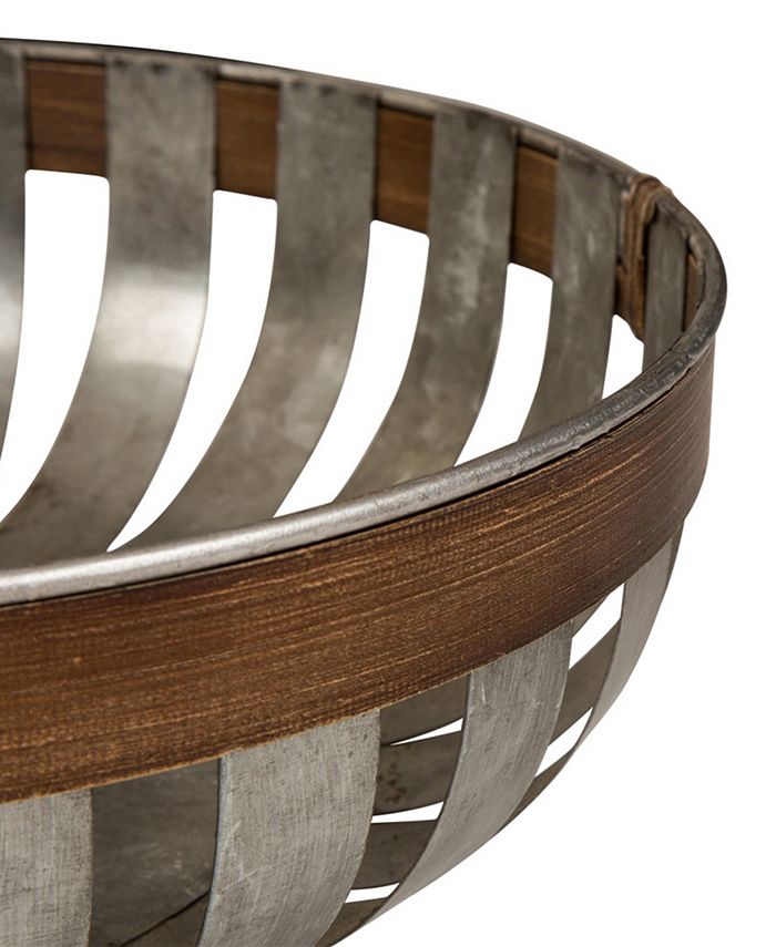 Glitzhome Farmhouse Galvanized Metal Slotted Table Basket, Set of 2 ...