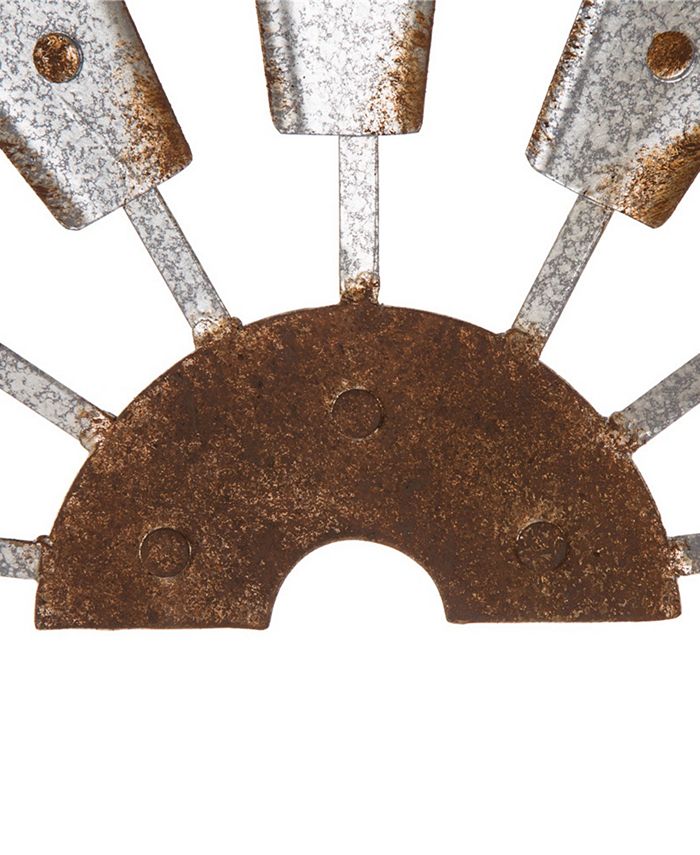 Glitzhome Farmhouse Galvanized Half Wind Spinner Wall Decor - Macy's
