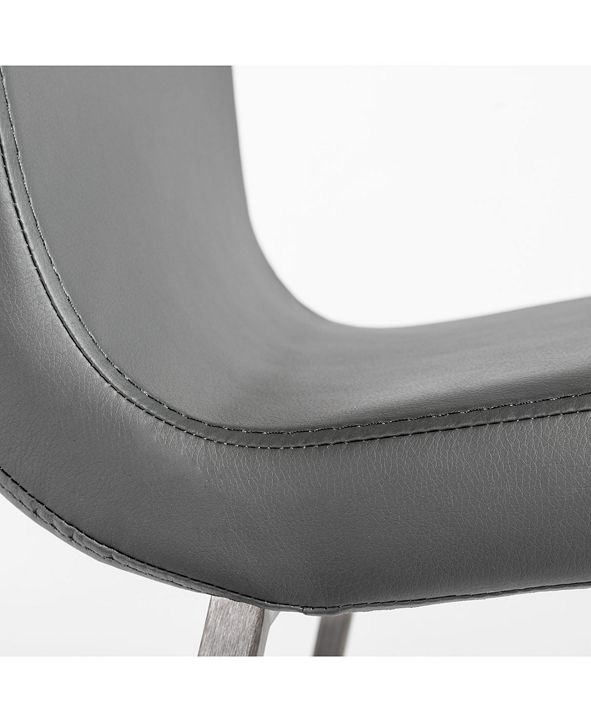 Euro Style Scott Counter Stool in Grey and Brushed Stainless Steel, Set ...