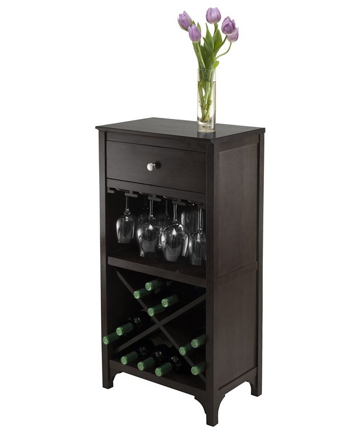 Winsome Ancona Modular Wine Cabinet with One Drawer, Glass Rack and X ...