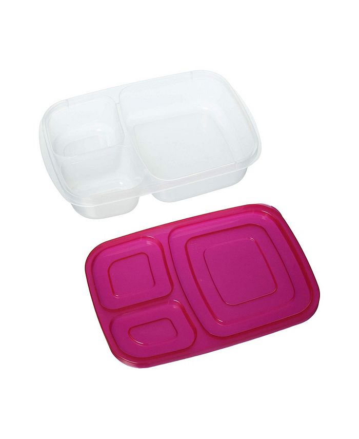 California Home Goods 3 Compartment Reusable Food Storage Containers ...