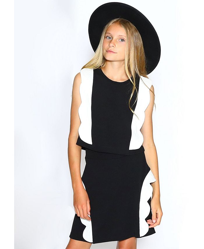 Lanoosh Toddler Girls Flare A-Line Skirt with White Contrast Scallop ...