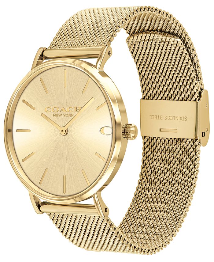 COACH Men's Charles Gold-Tone Stainless Steel Mesh Bracelet Watch 41mm ...