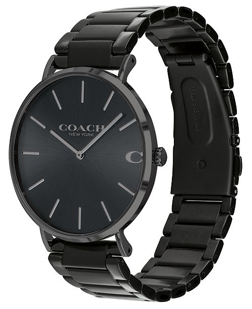 COACH Men's Charles Black Stainless Steel Bracelet Watch 41mm & Reviews ...