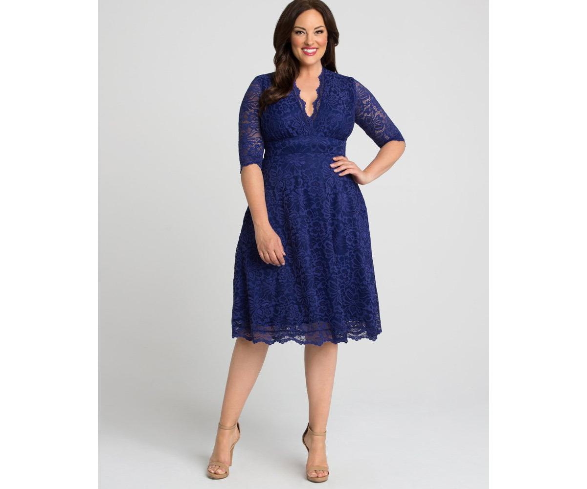 Click here for Kiyonna Plus Size Mademoiselle Lace Cocktail Dress... prices