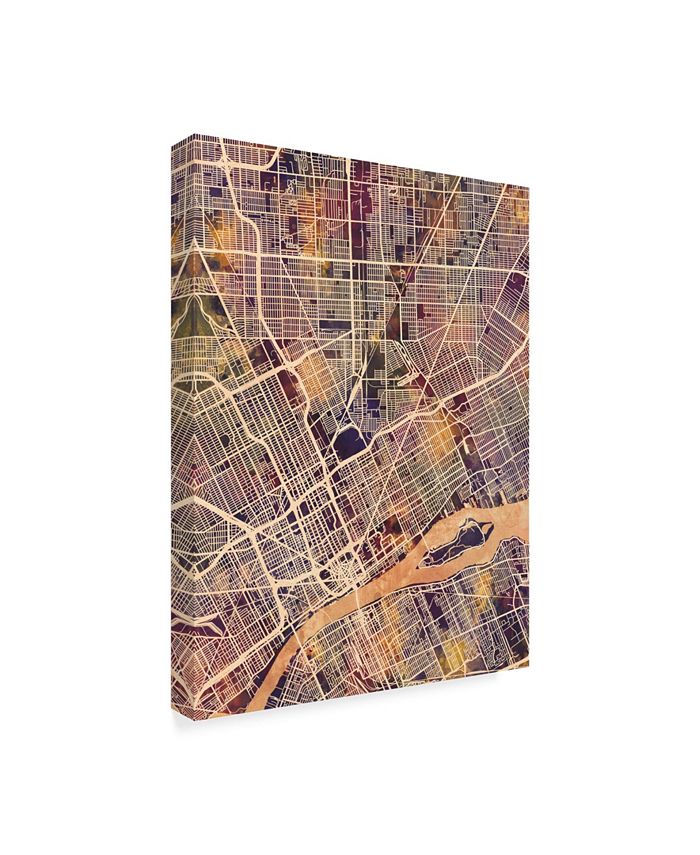 Trademark Global Michael Tompsett Detroit Michigan City Map II Canvas ...