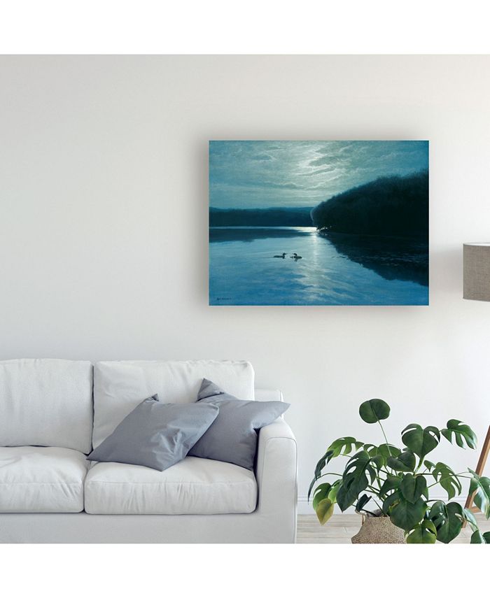 Trademark Global Michael Budden Moonlight Loons Canvas Art - 37" x 49 ...