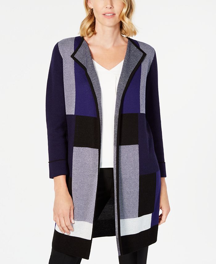 Kasper Colorblocked Open-Front Cardigan - Macy's