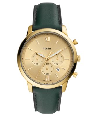 Fossil Men's Chronograph Neutra Green Leather Strap Watch 44mm - Macy's