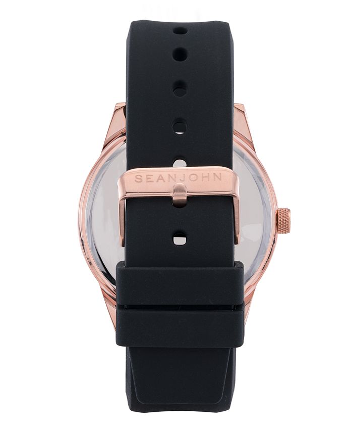 Sean John Men's Dress Sport 3 Hands Black Silicon Strap Watch 46mm - Macy's