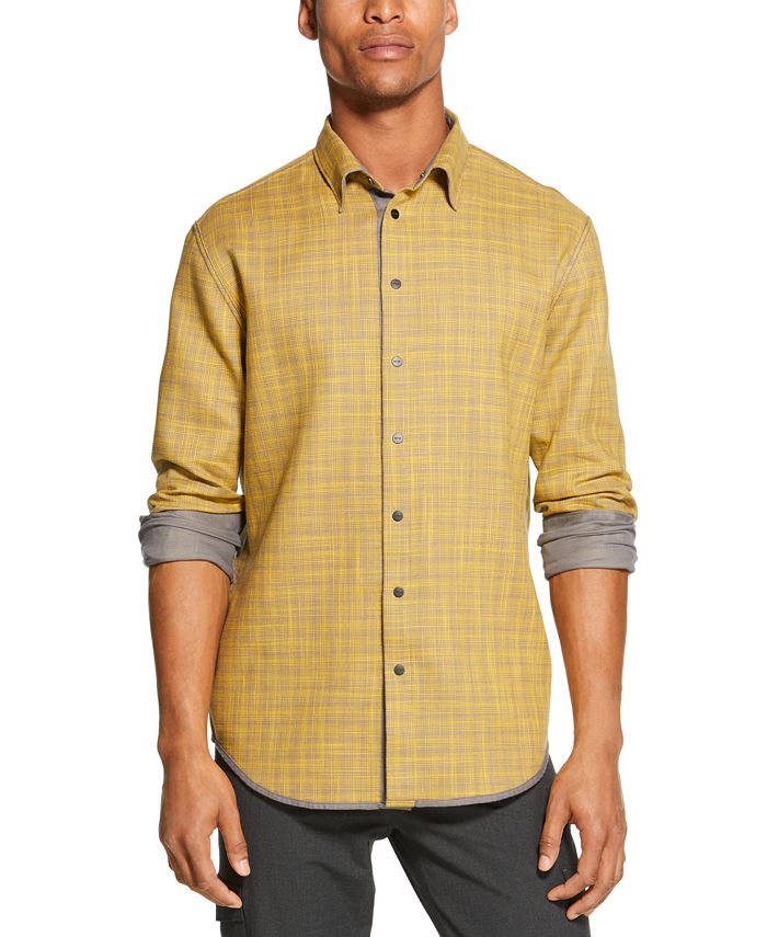 DKNY Men's Reversible Solid & Plaid Shirt - Macy's