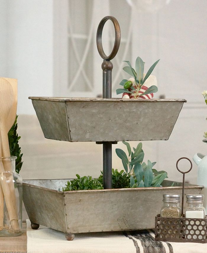 VIP Home & Garden Galvanized Metal 2-Tier Tray - Macy's