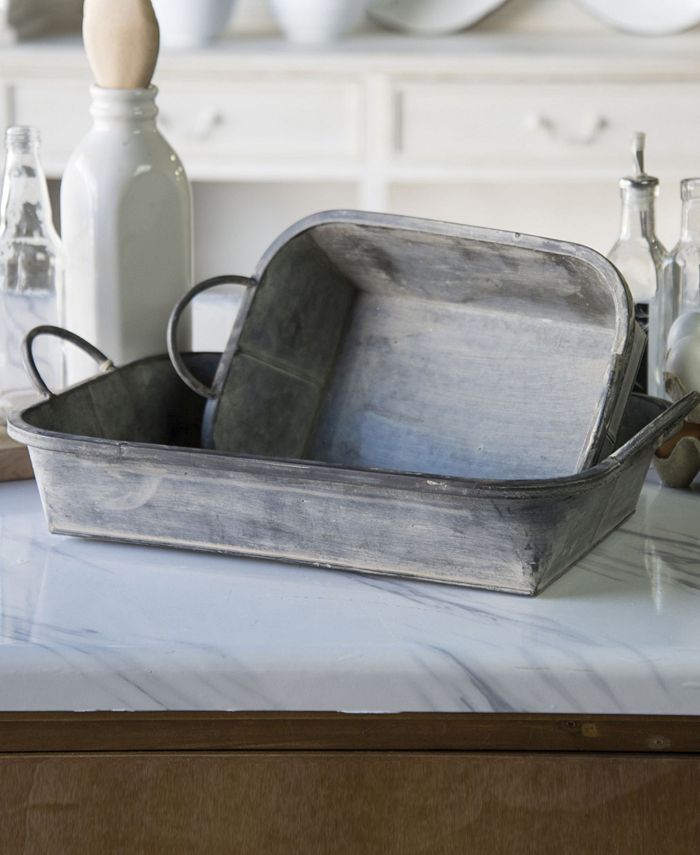 VIP Home & Garden 2-Piece Rectangular Metal Trays - Macy's