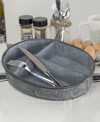 VIP Home & Garden Oval Metal Tray with Dividers - Macy's