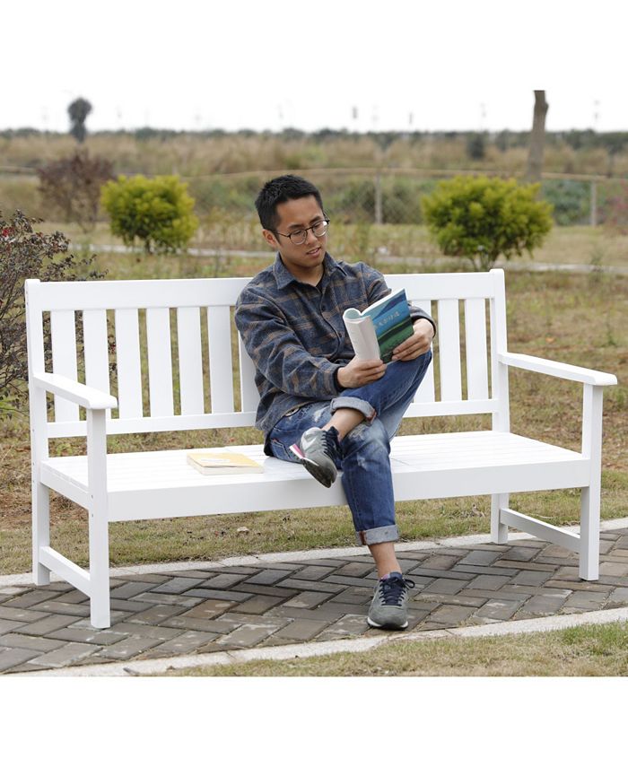 Gardenised Wooden Patio Garden Park Outdoor Yard Bench With Middle Pop ...