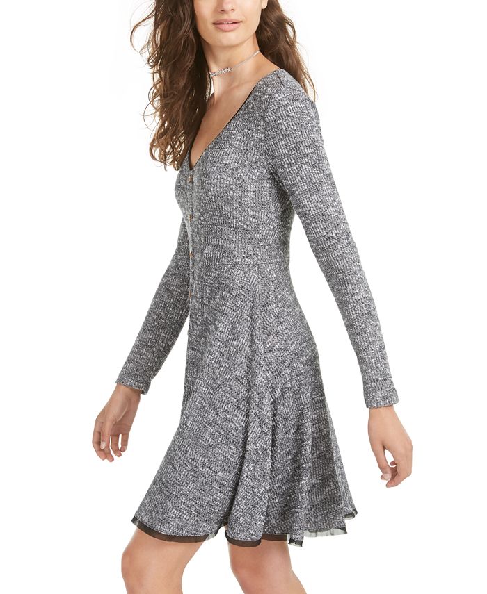 American Rag Juniors' Marled Rib-Knit Fit & Flare Dress, Created for ...