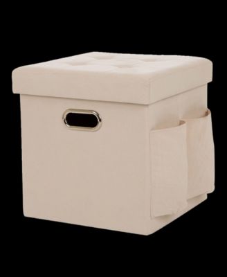 Glitzhome Cube Faux Suede Foldable Storage Ottoman with Padded Seat ...