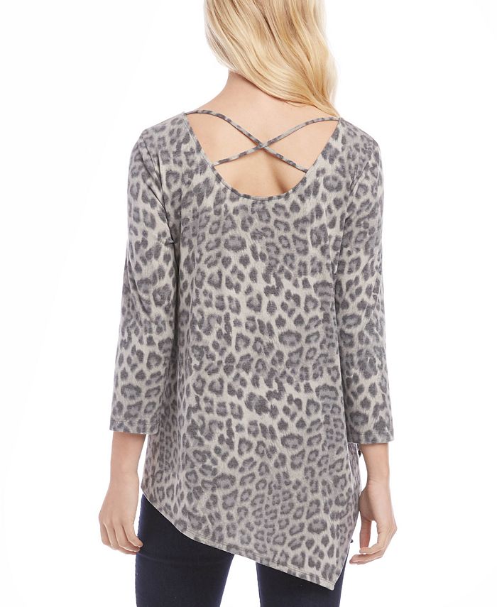 Karen Kane Leopard-Print Cross-Back Asymmetrical Top - Macy's