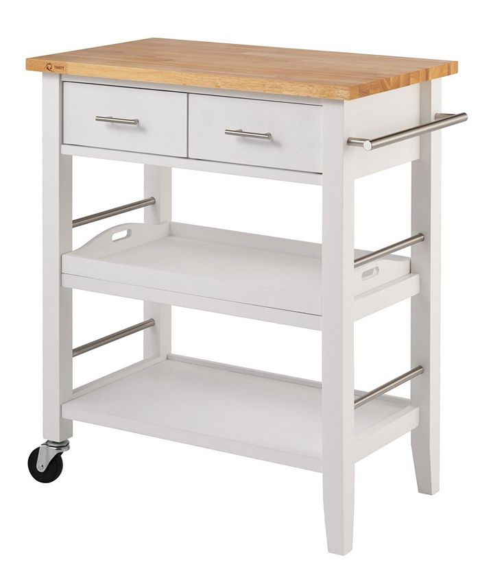 TRINITY Wood Kitchen Cart with Drawers Tray - Macy's
