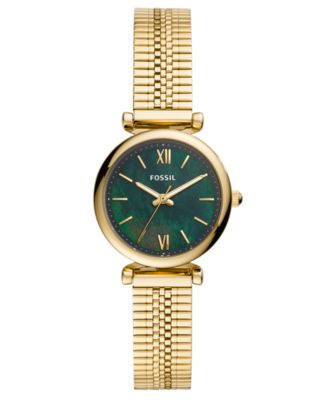 Fossil Women's Mini Carlie Gold-Tone Stainless Steel Mesh Bracelet ...