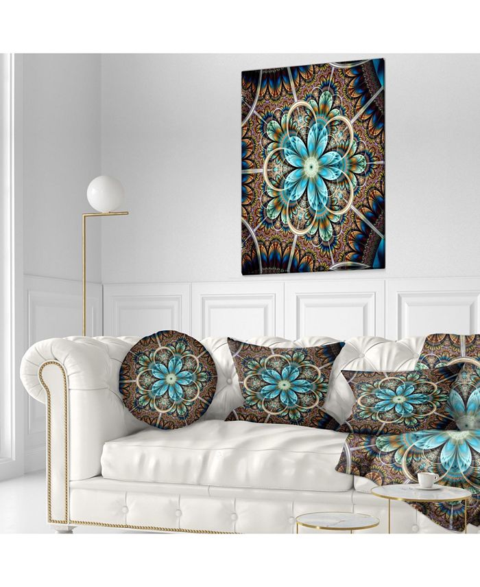 Design Art Designart Large Brown Blue Fractal Flower Floral Throw ...