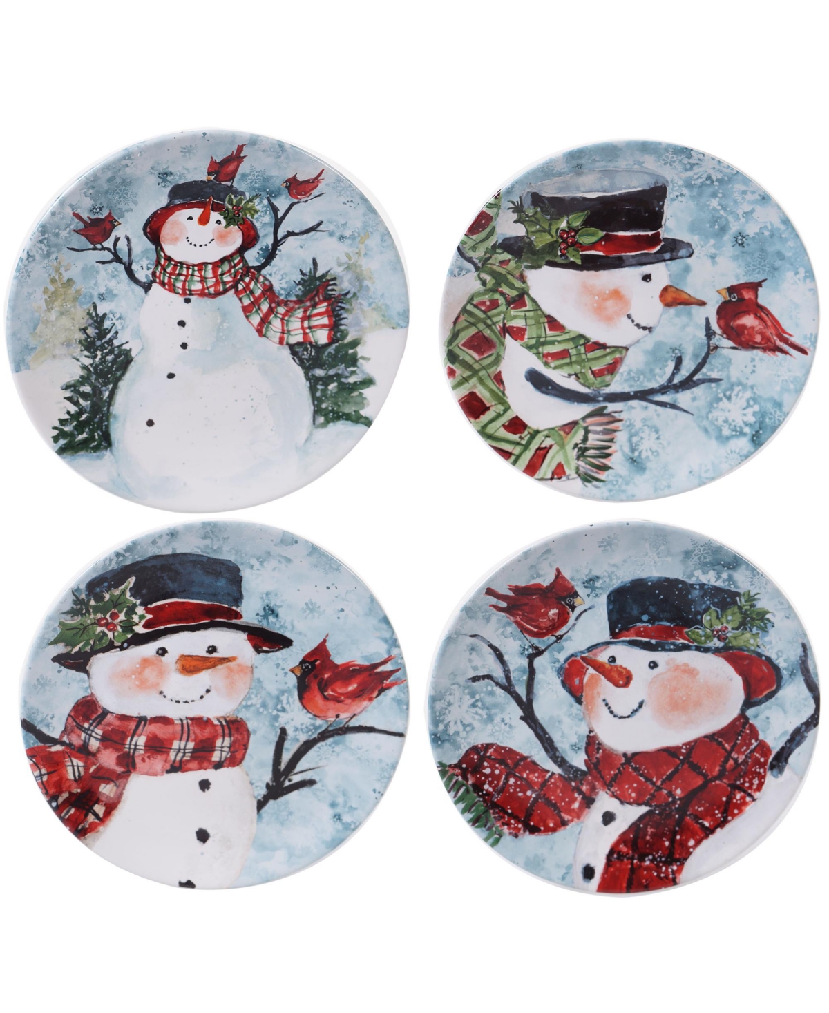 Click here for Certified International Watercolor Snowman 4-Pc. D... prices
