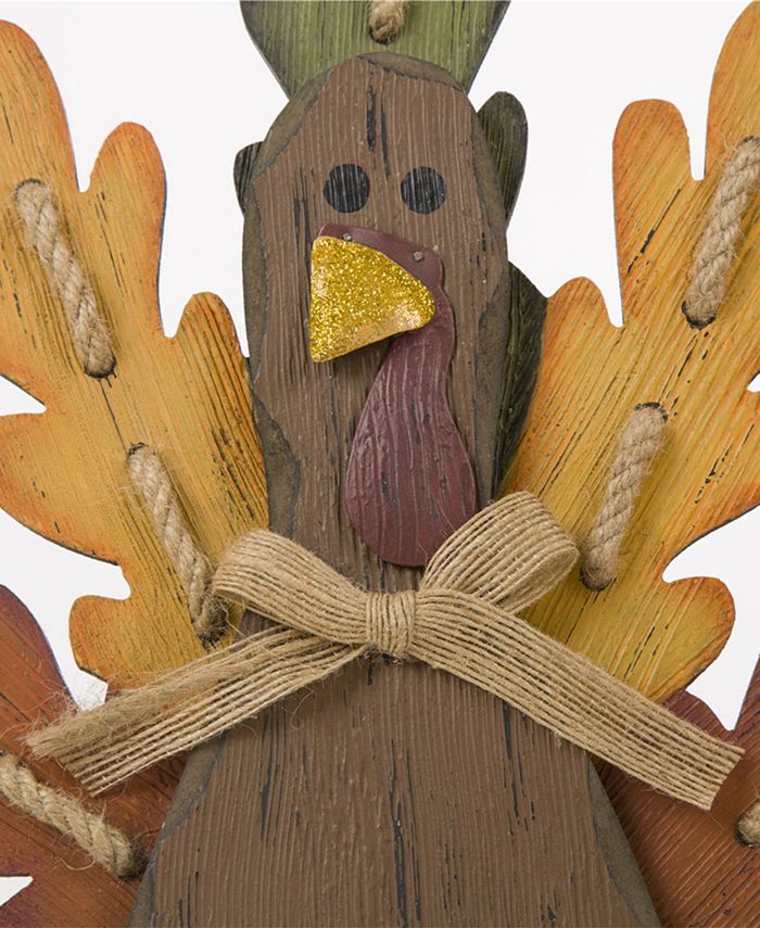 Glitzhome Burlap/Wooden Turkey Welcome Sign or Yard Stake - Macy's