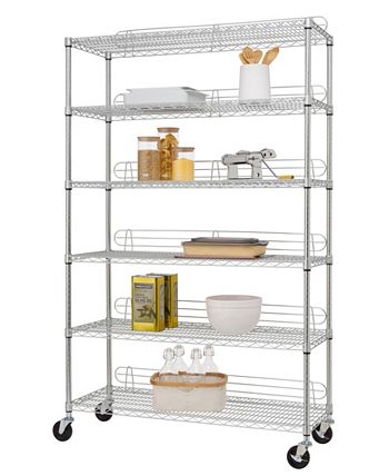 TRINITY 6-Tier Wire Shelving Rack with NSF Includes Wheels and Back ...