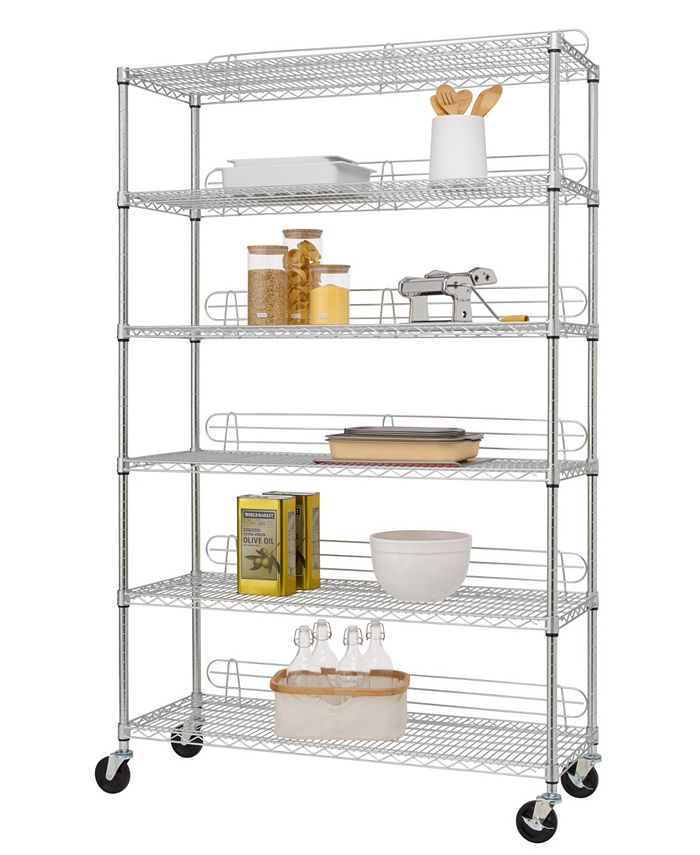 TRINITY 6-Tier Wire Shelving Rack with NSF Includes Wheels and Back ...