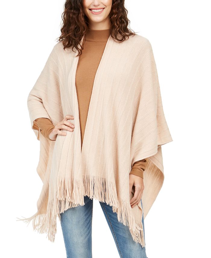 Cejon Metallic Stripe Ruana - Macy's