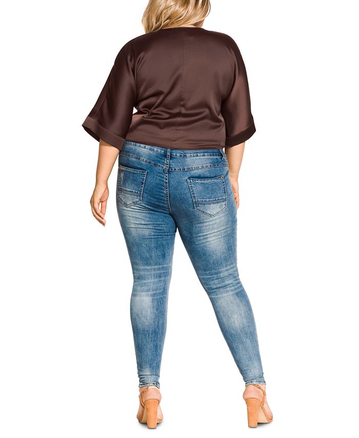 City Chic Trendy Plus Size Side-Tie Satin Top - Macy's