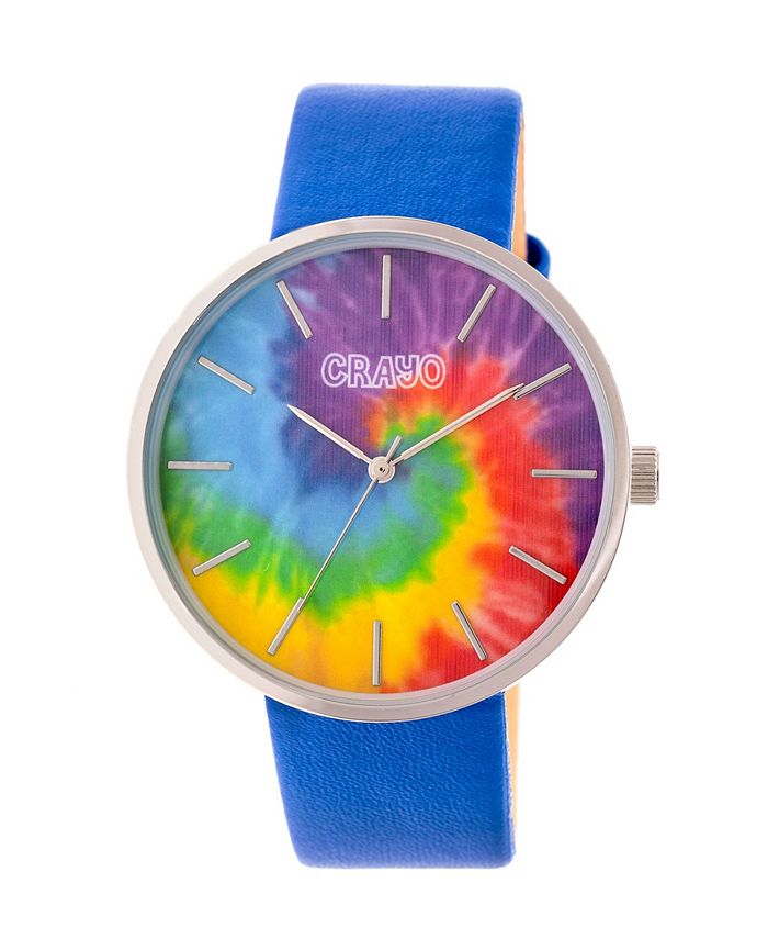 Crayo Unisex Swirl Blue Leatherette Strap Watch 42mm - Macy's