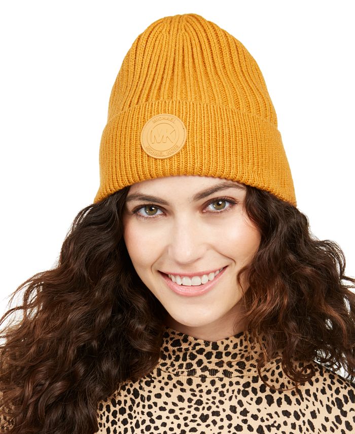 Michael Kors Rib-Cuff Hat With MK Logo - Macy's