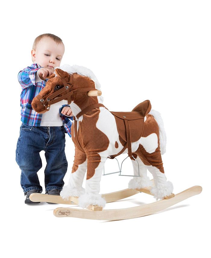 Happy Trails Rocking Horse Plush Animal on Wooden Rockers - Macy's