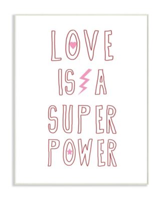 Stupell Industries Love Is a Superpower Pink Lightning Star Heart Wall ...
