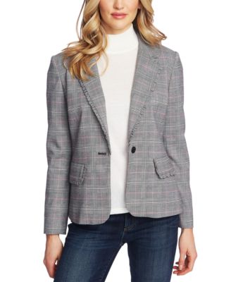CeCe Plaid Ruffle-Trim Blazer - Macy's