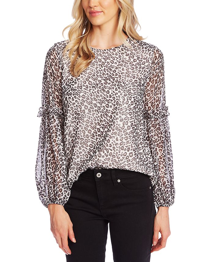 CeCe Leopard-Print Ruffled Top - Macy's